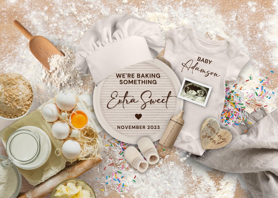 Baking Baby Announcement Digital, Bun in the Oven Digital Pregnancy ...