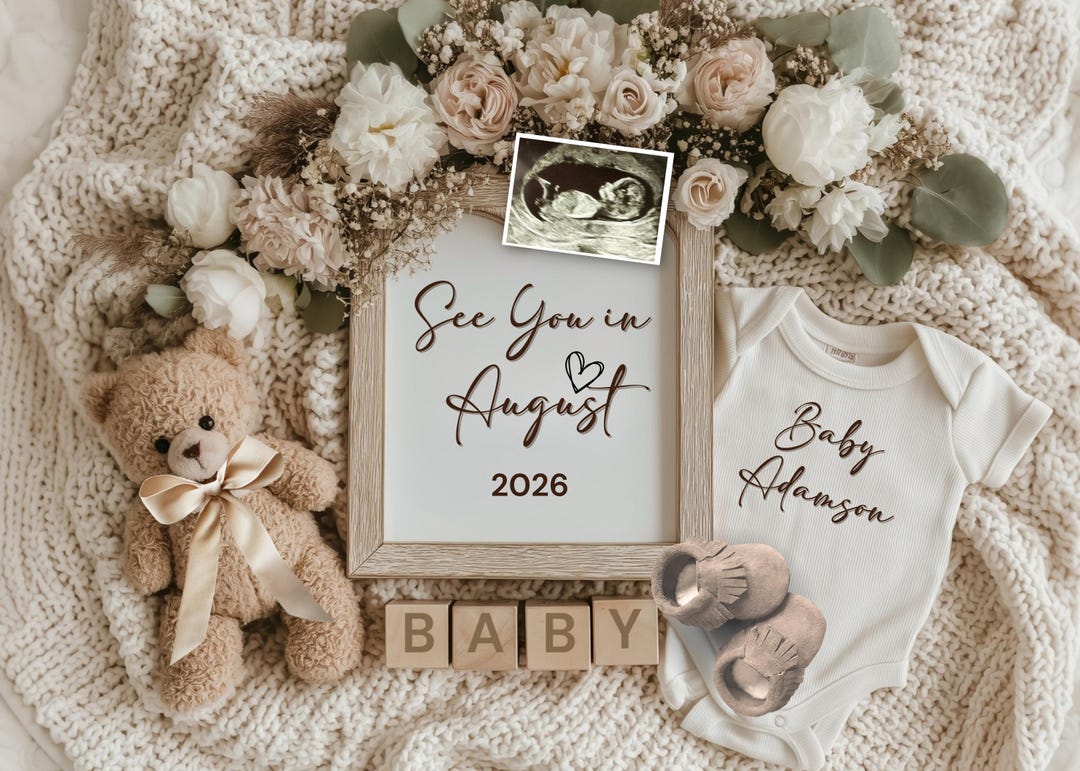 August 2026 Pregnancy Announcement Template: Baby Announcement (digital ...