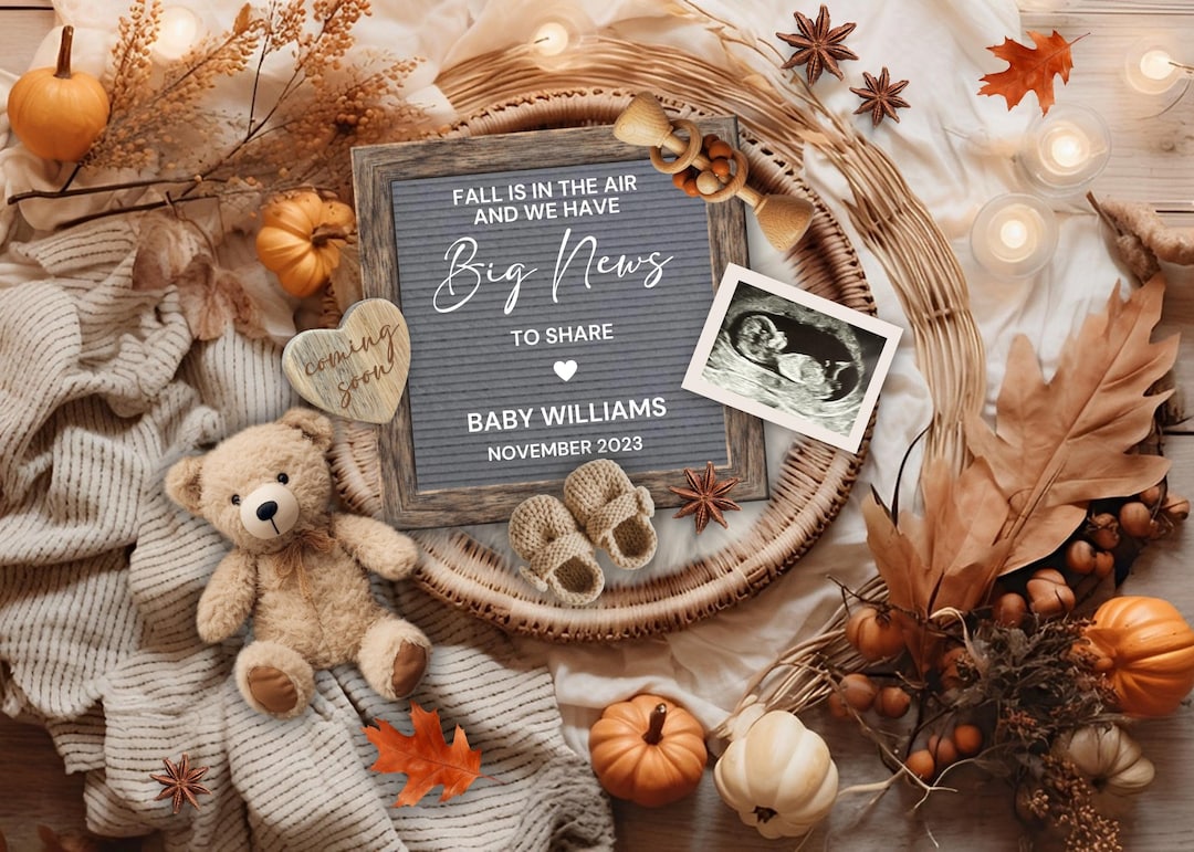Fall Social Media Pregnancy Announcement, Digital, Fall is in the Air ...