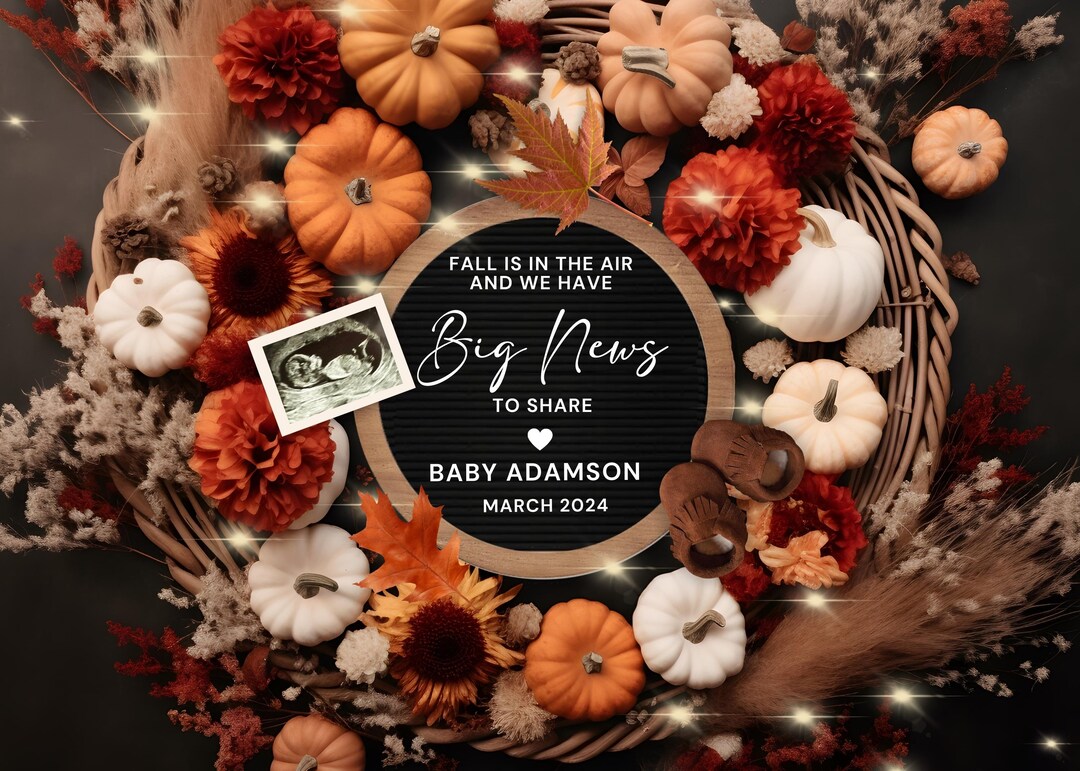 Fall Social Media Pregnancy Announcement, Digital, Fall is in the Air ...
