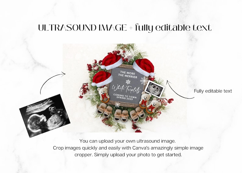 Triplets Christmas Pregnancy Announcement Digital Santa - Etsy