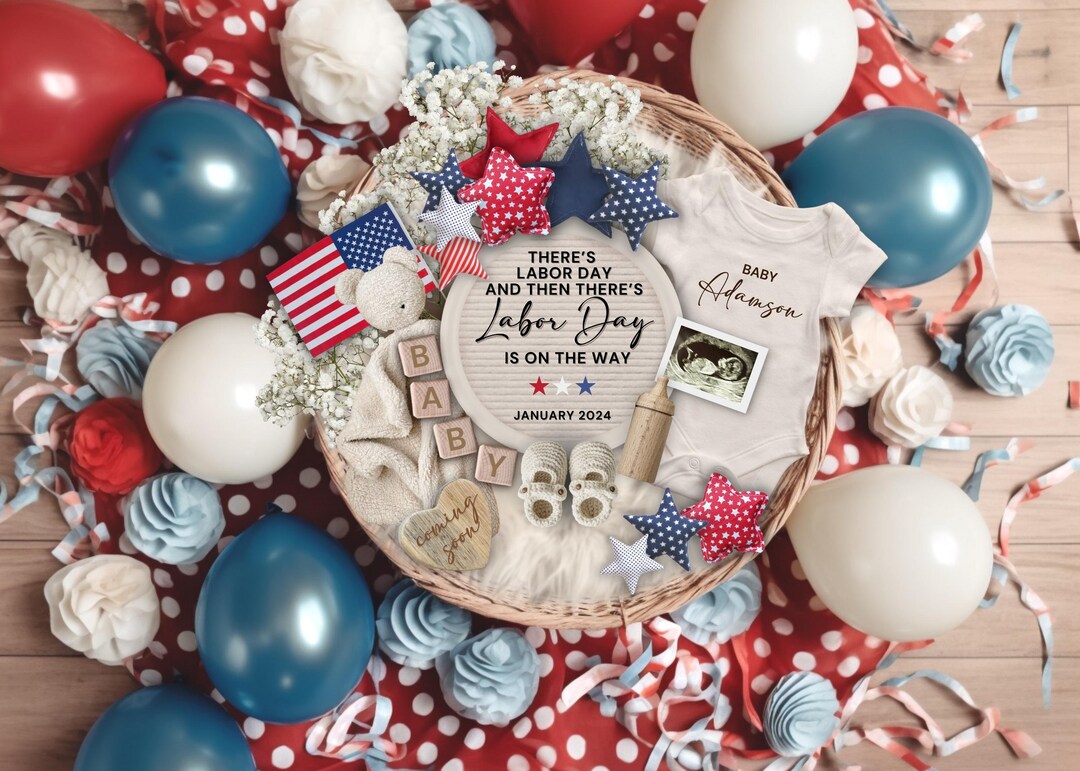 Labor Day Pregnancy Announcement, Digital Patriotic Baby Reveal ...