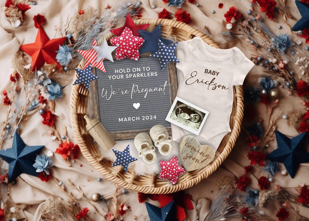 4th of July Pregnancy Announcement, Patriotic Baby Reveal, Memorial Day ...