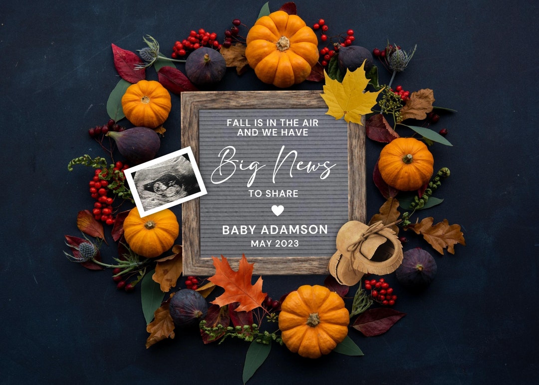 Fall Social Media Pregnancy Announcement, Digital, Fall is in the Air ...