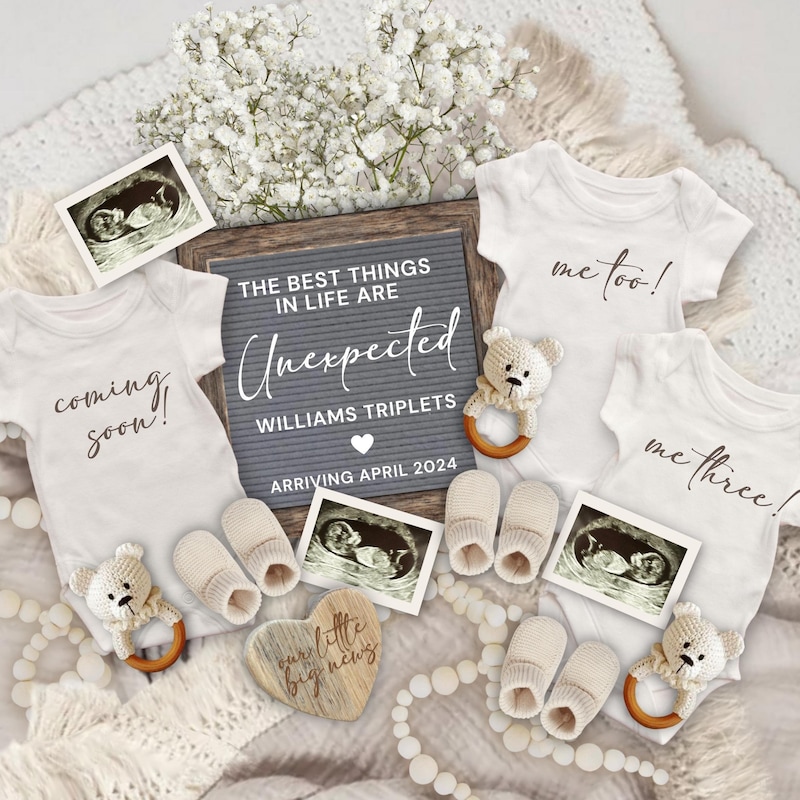 Gender Reveal Triplet - Etsy