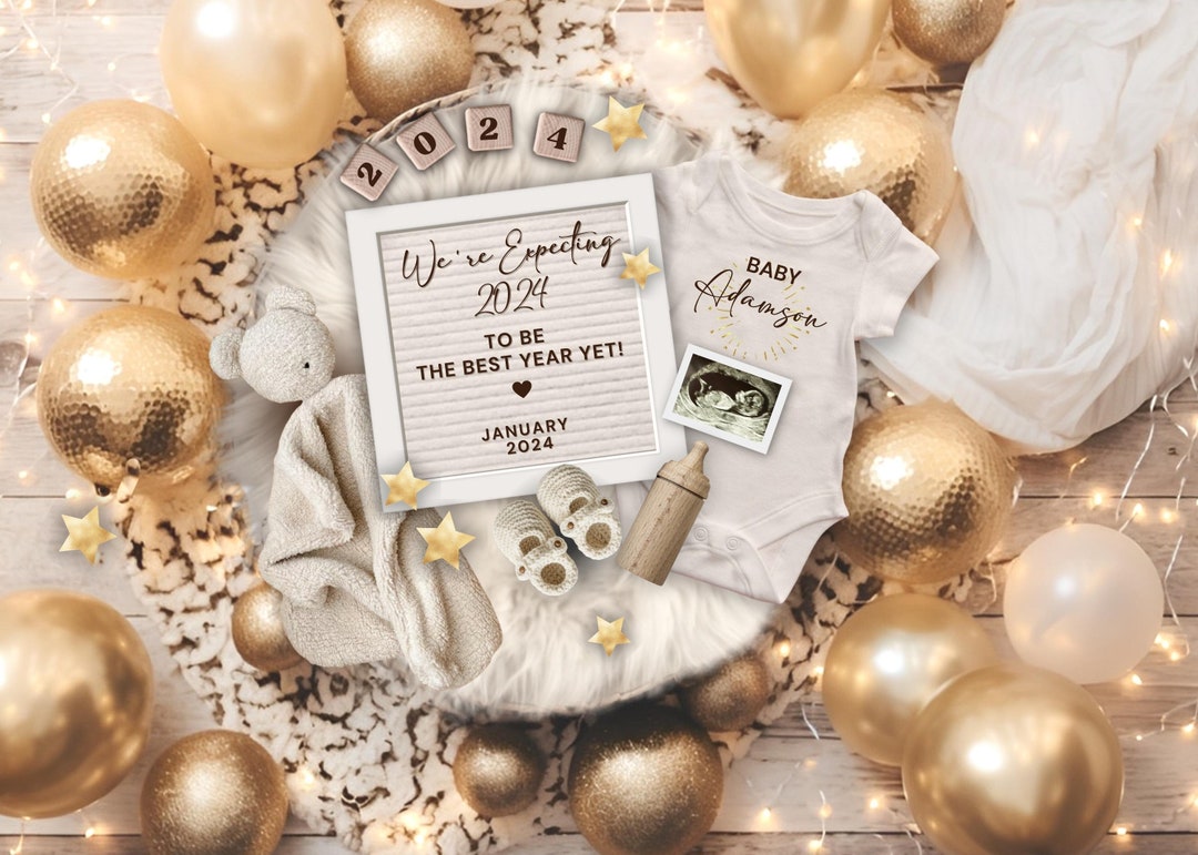 New Years Eve Pregnancy Announcement Digital, Editable New Years Eve ...
