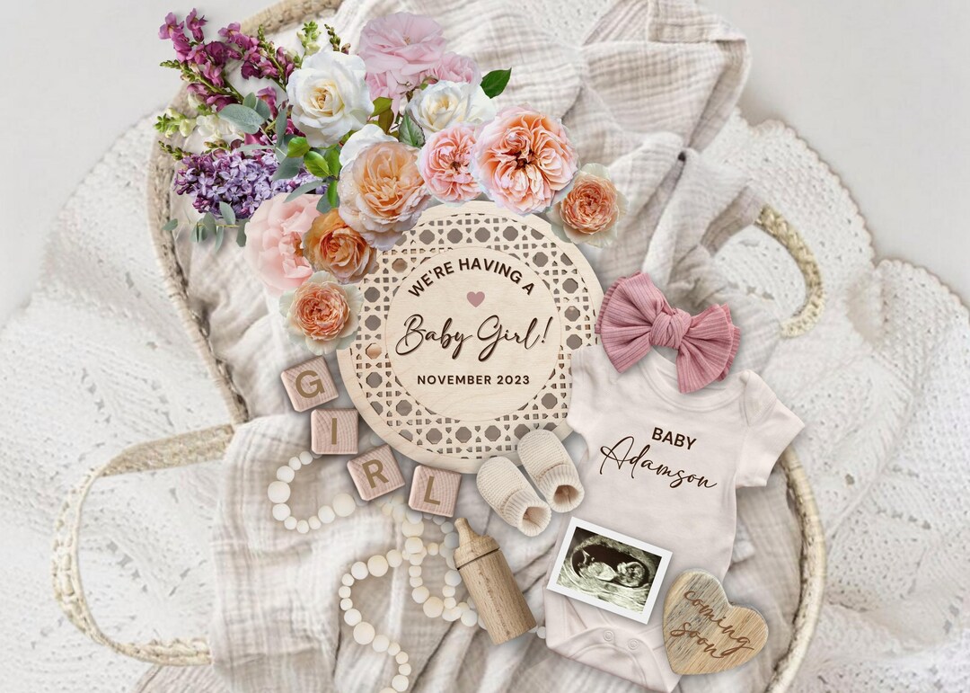 Girl Pregnancy Announcement Digital, It's a Girl Gender Reveal Baby ...