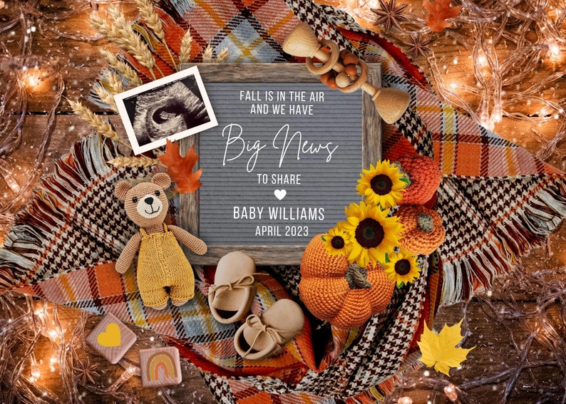 Fall Social Media Pregnancy Announcement Digital Fall is in - Etsy