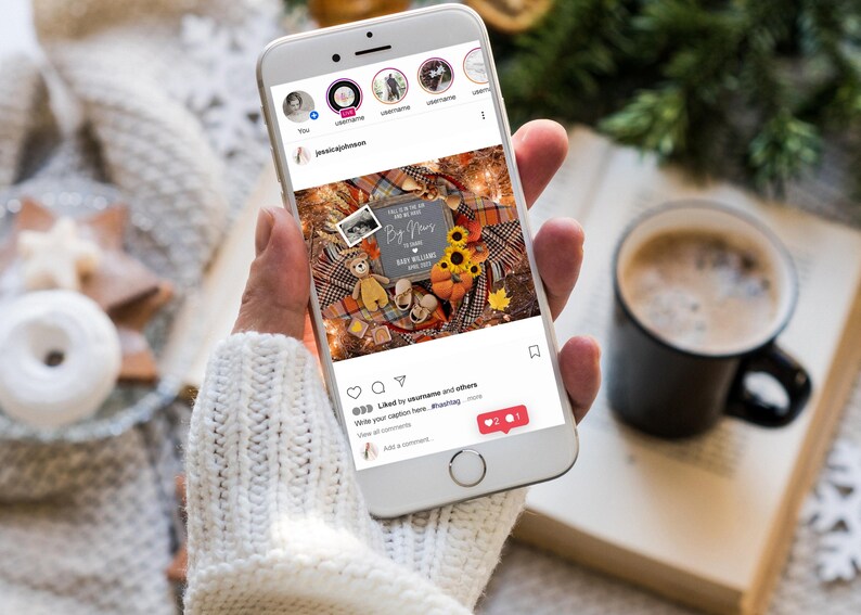 Fall Social Media Pregnancy Announcement Digital Fall is in - Etsy