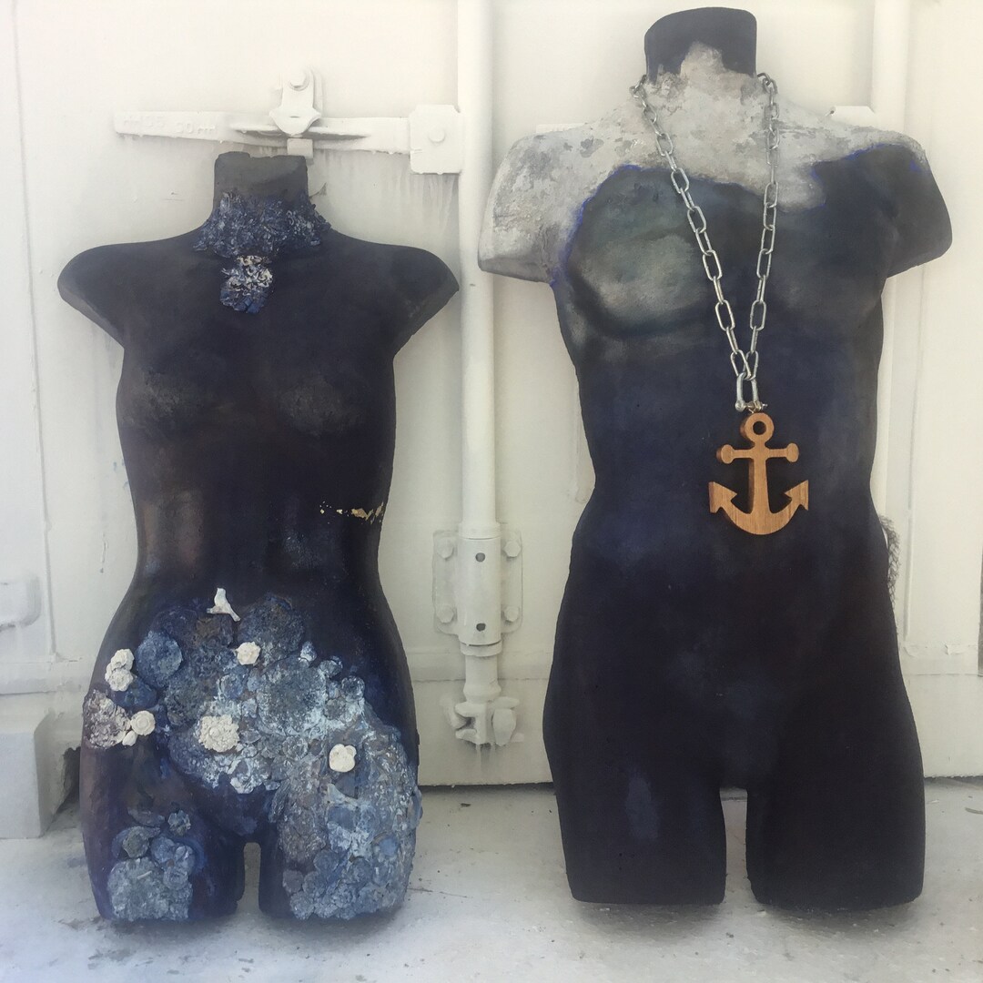 Torso Concrete Male and Female Statue Artwork Including Wood - Etsy