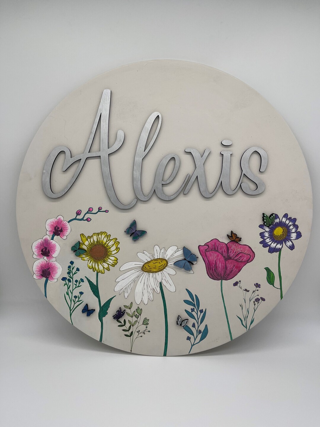 Hand Painted Name Sign | Nursery Sign | Floral Design - Etsy