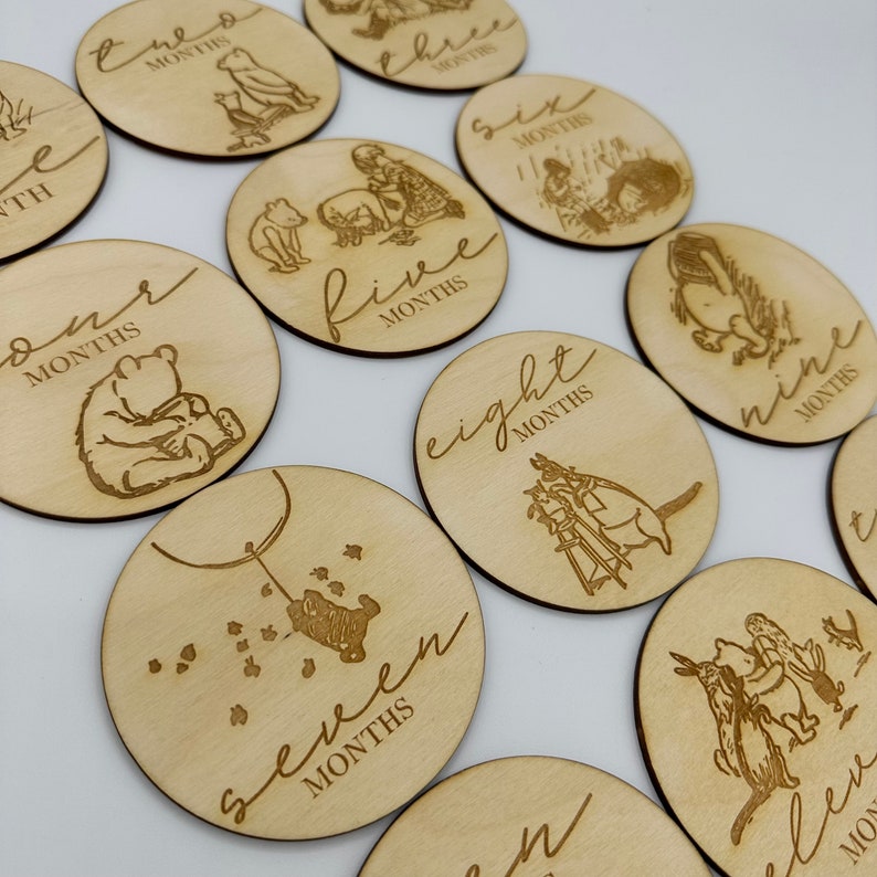 Pooh Bear Milestone Rounds Newborn Photo Props Classic - Etsy