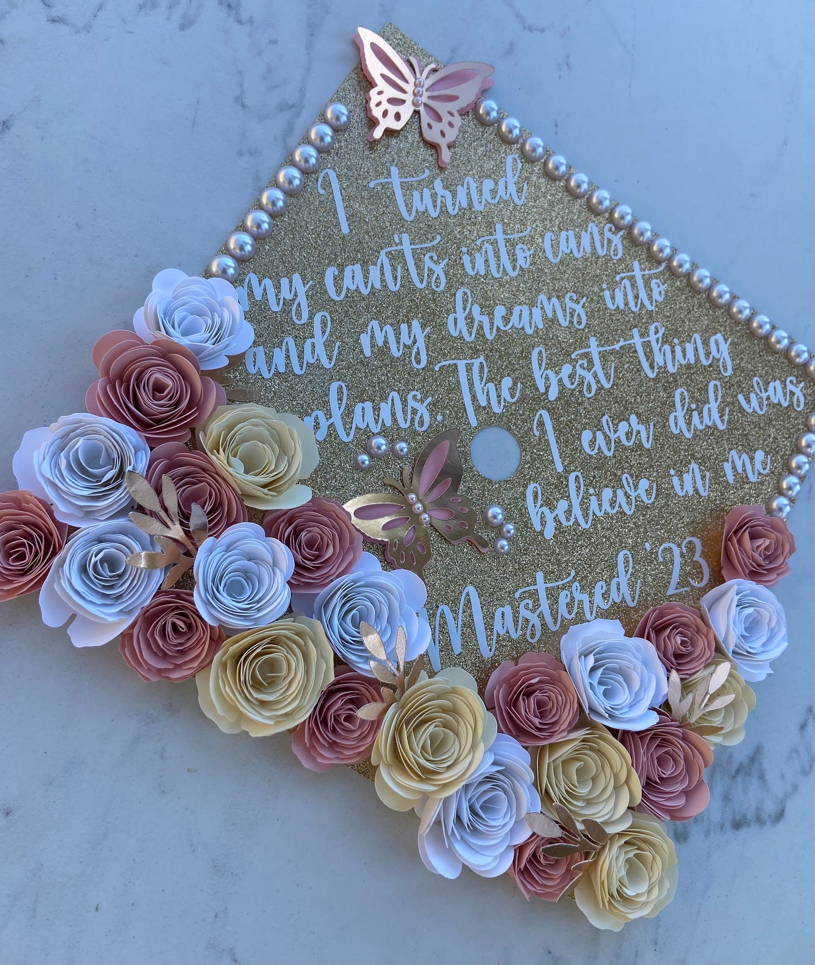 Gold Graduation Cap Topper, Custom Grad Cap, Graduation Cap Design ...