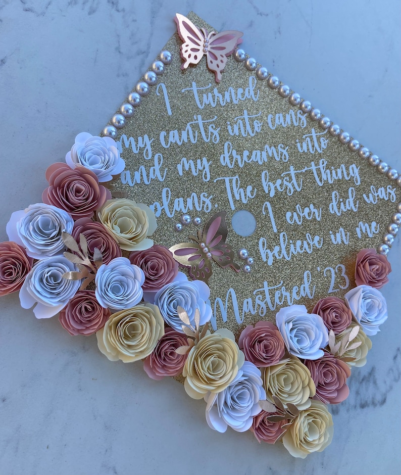 Gold Graduation Cap Topper, Custom Grad Cap, Graduation Cap Design ...