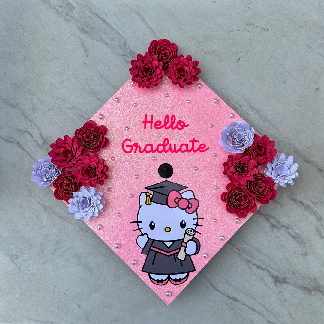 Hello Kitty Grad Cap, Pink Hello Kitty Graduation, Custom Grad Cap ...