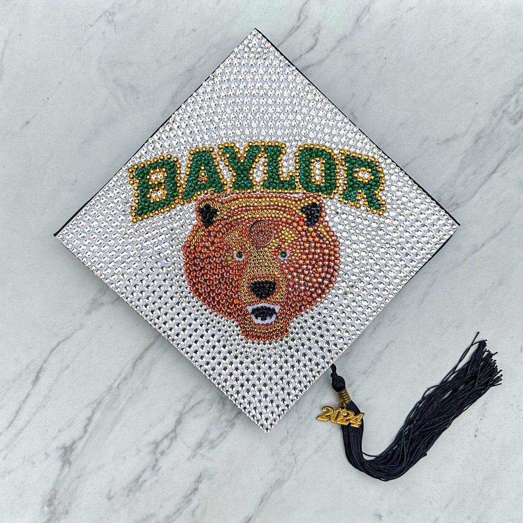 Baylor University Rhinestone Grad Cap, Bling Graduation Cap Topper ...