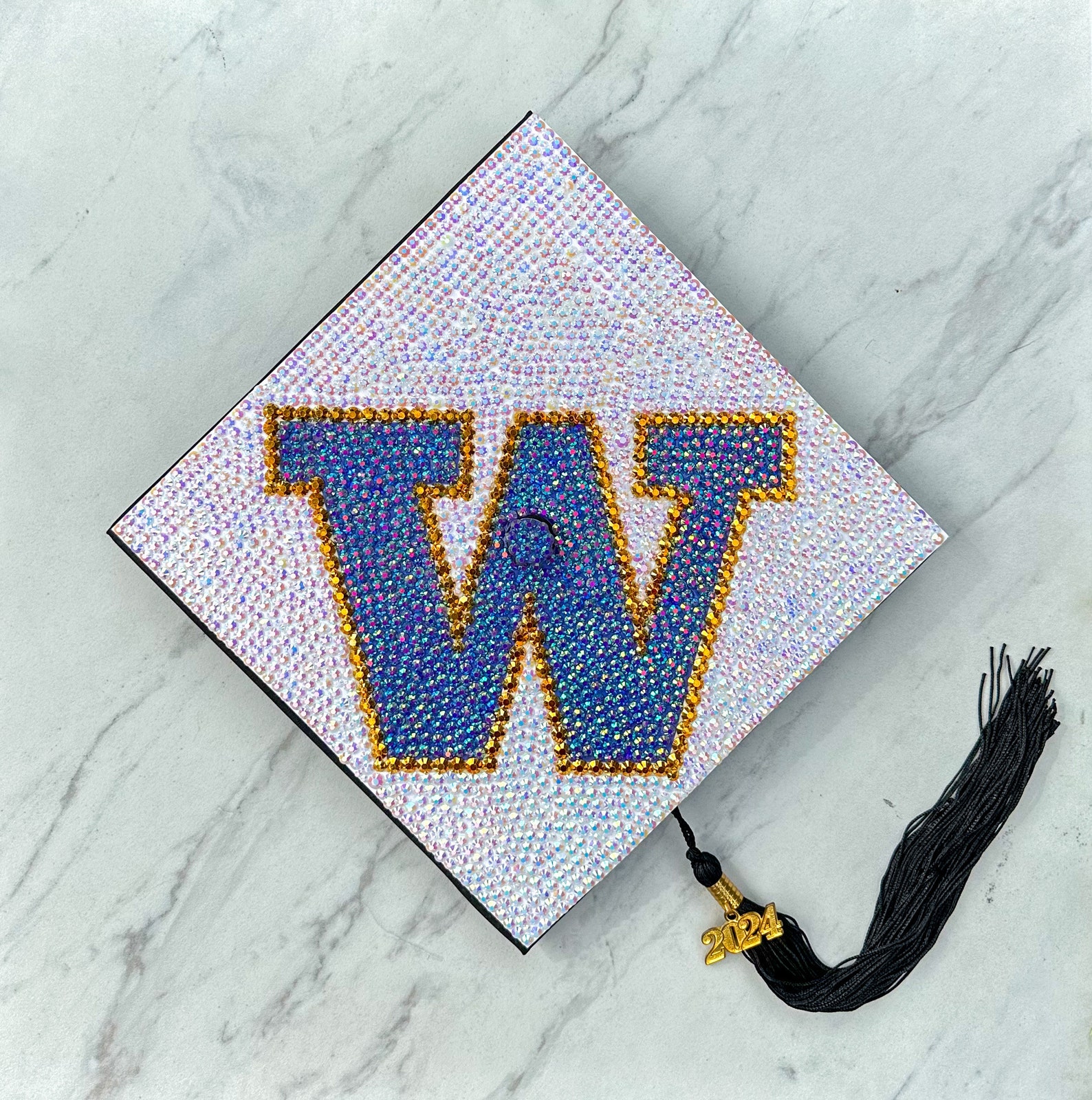 Custom Rhinestone Logo Graduation Cap Topper College, High School ...