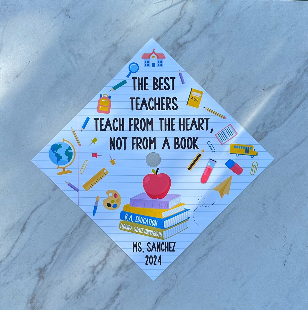 Printed Future Teacher Grad Cap Topper, Teacher Grad Cap Ideas, Custom ...