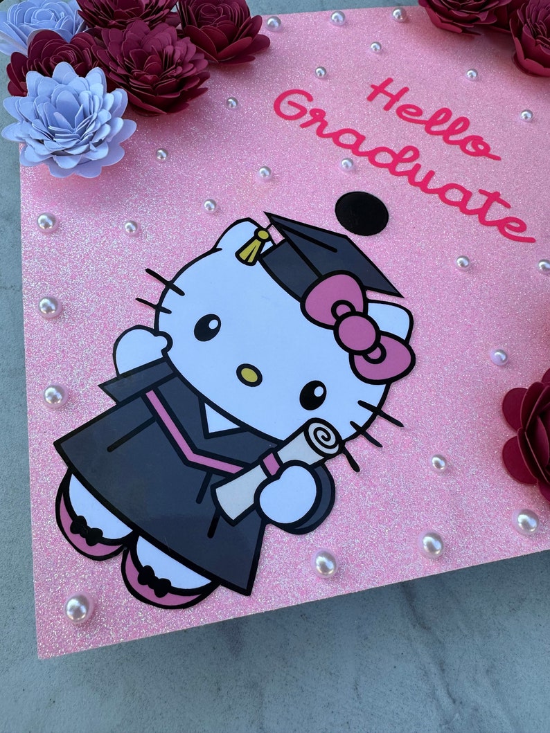 Hello Kitty Grad Cap, Pink Hello Kitty Graduation, Custom Grad Cap ...