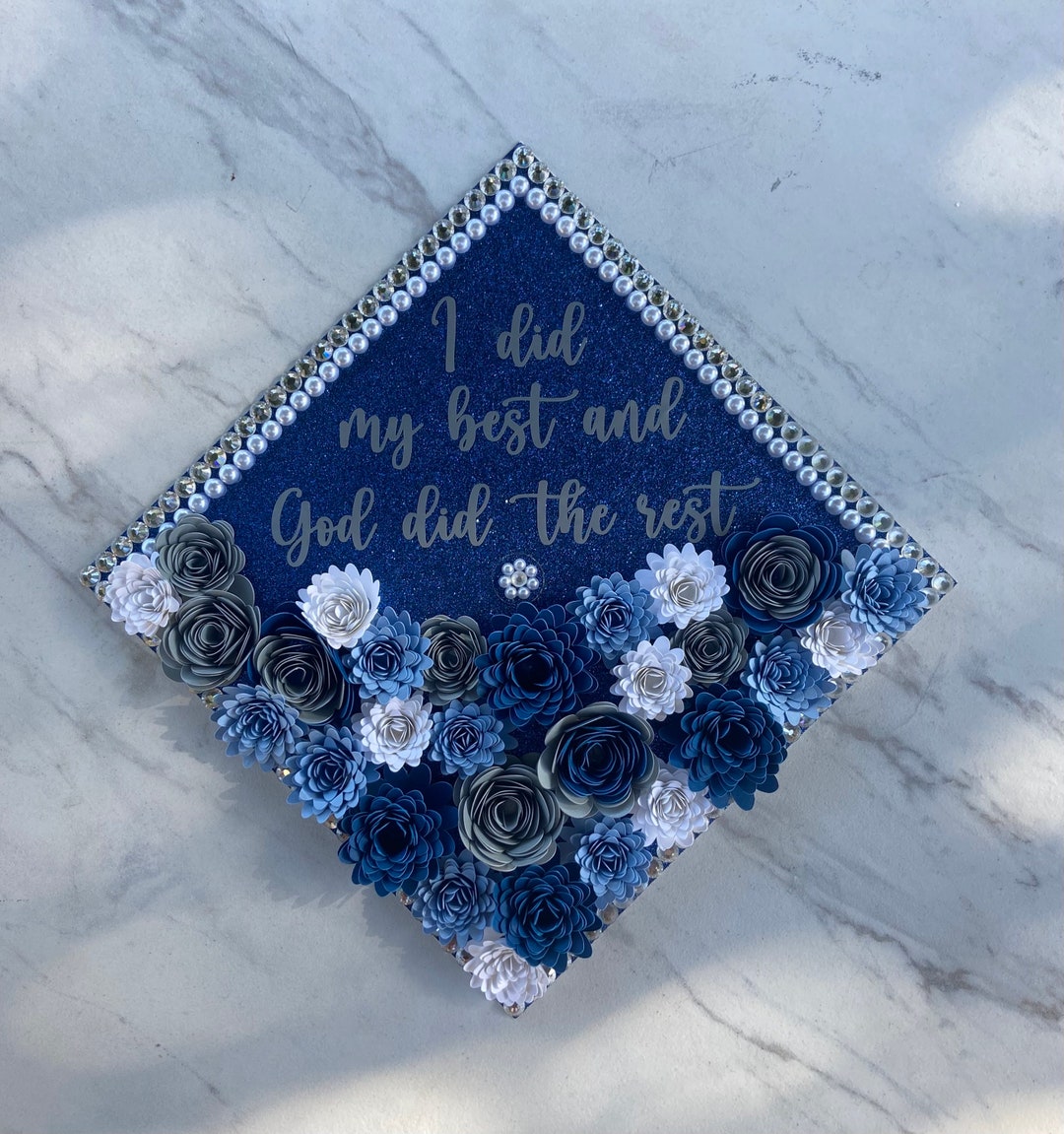 Blue Graduation Cap Topper, Custom Grad Cap, Graduation Cap Design ...