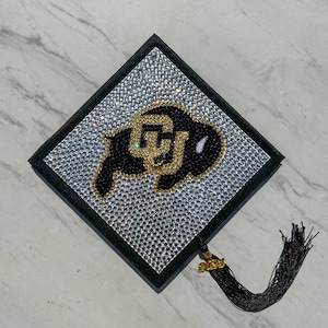 Custom Simple Rhinestone Logo Graduation Cap Topper - College, High ...