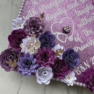 Purple Nursing Grad Cap Topper, Custom Grad Cap, Graduation Cap Design ...