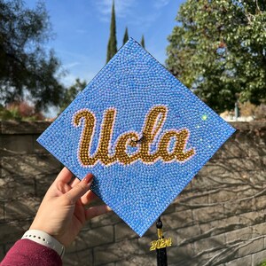 Custom Rhinestone Logo Graduation Cap Topper College, High School ...