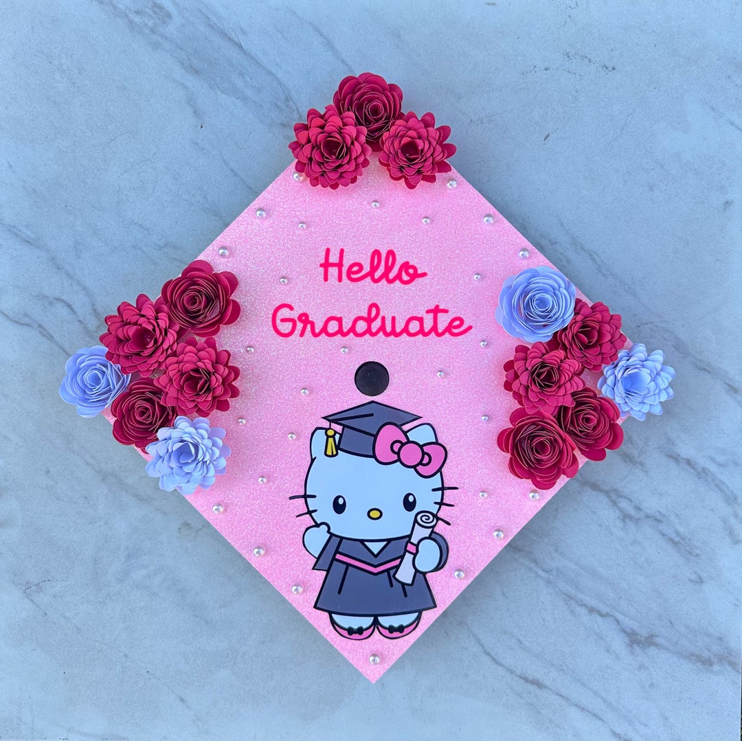 Hello Kitty Grad Cap, Pink Hello Kitty Graduation, Custom Grad Cap ...