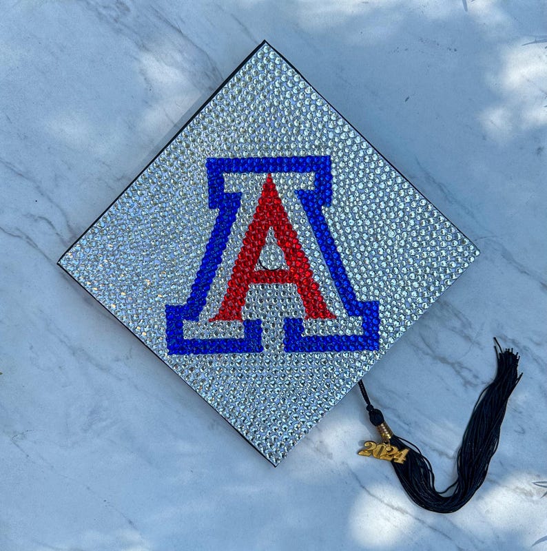 Custom Simple Rhinestone Logo Graduation Cap Topper - College, High ...