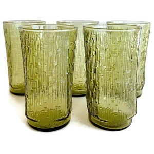 Vintage Green Glassware, 1970s Drinking Glasses, Anchor Hocking Pagoda ...