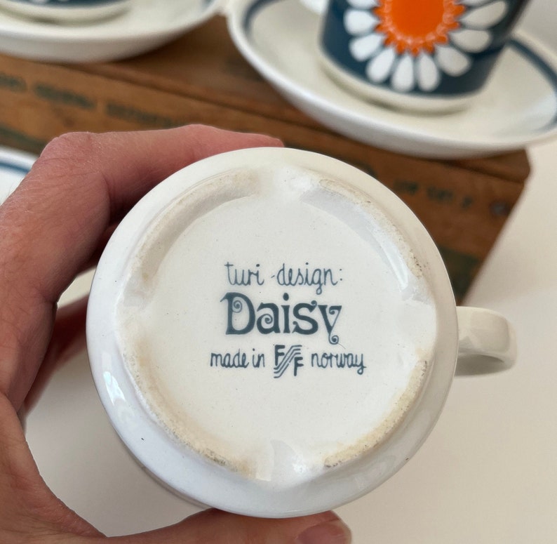 Vintage Figgjo Flint Turi Daisy Cup Saucer: 3 Sets Left, 1970s Flower ...