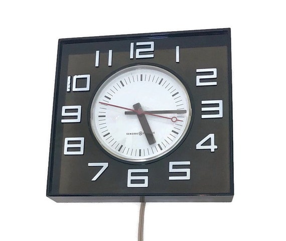 Vintage Wall Clock GE General Electric 1970s Retro Square - Etsy