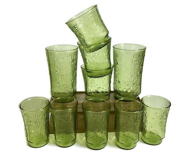 Vintage Green Glassware 1970s Drinking Glasses Anchor - Etsy