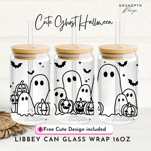 Cute Ghost Halloween Svg, 16oz Libbey Can Glass Svg, Halloween Glass ...
