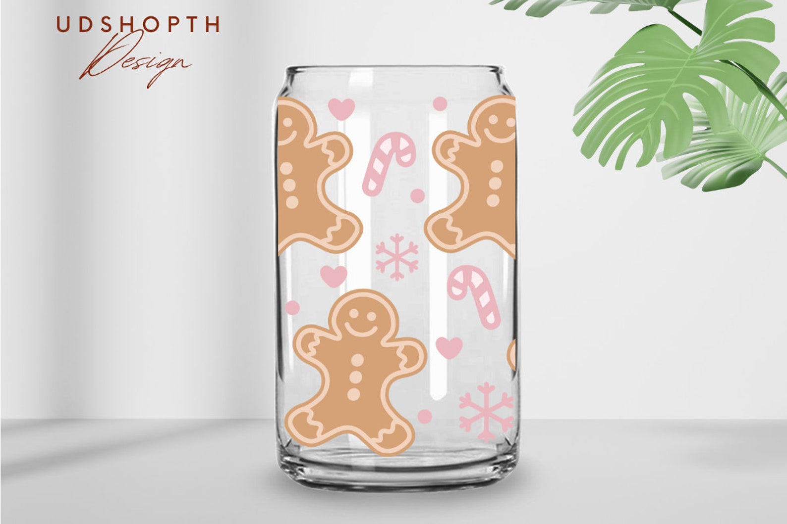 Gingerbread Man Beer Can Glass Svg, 16oz Libbey Full Wrap Svg, Pink ...