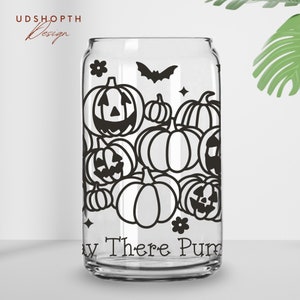 Retro Halloween 16oz Glass Can Wrap Svg, Halloween Glass Can, Groovy ...