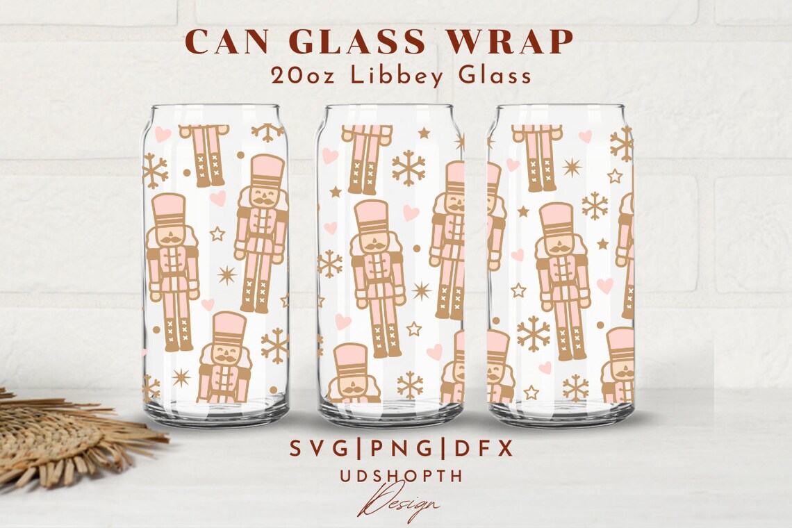 Pink Nutcracker Christmas Can Glass Svg 20oz Libbey Full Wrap - Etsy