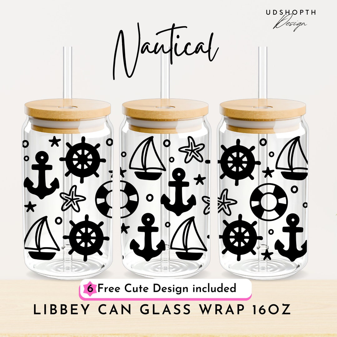 Nautical Glass Can Svg, 16oz Libbey Wrap Svg, Anchor Svg, Boat Anchor ...