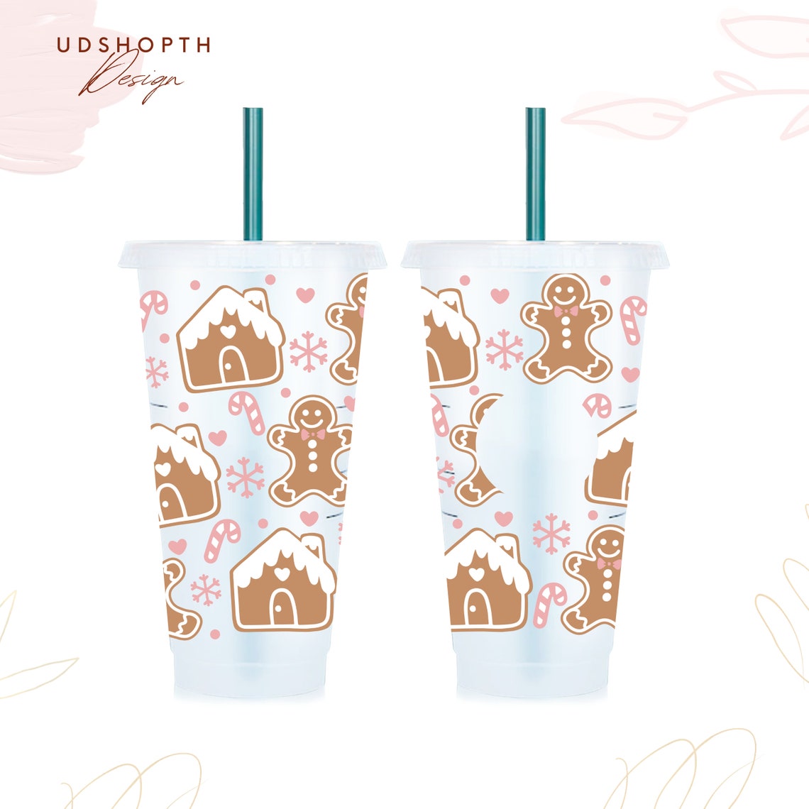 Gingerbread House 24oz Cold Cup, No Hole Cold Cup Svg, Gingerbread Man ...