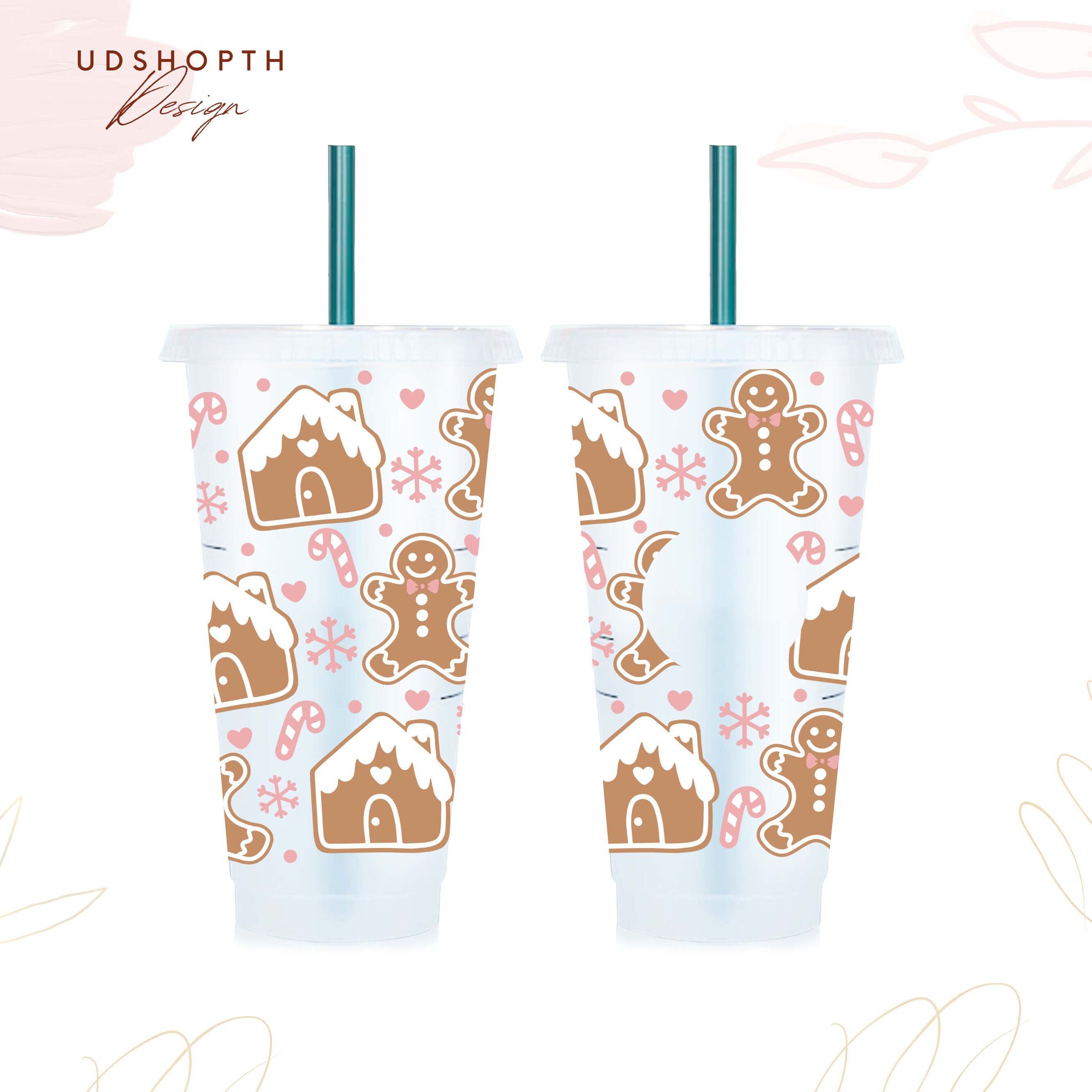 Gingerbread House 24oz Cold Cup, No Hole Cold Cup Svg, Gingerbread Man ...