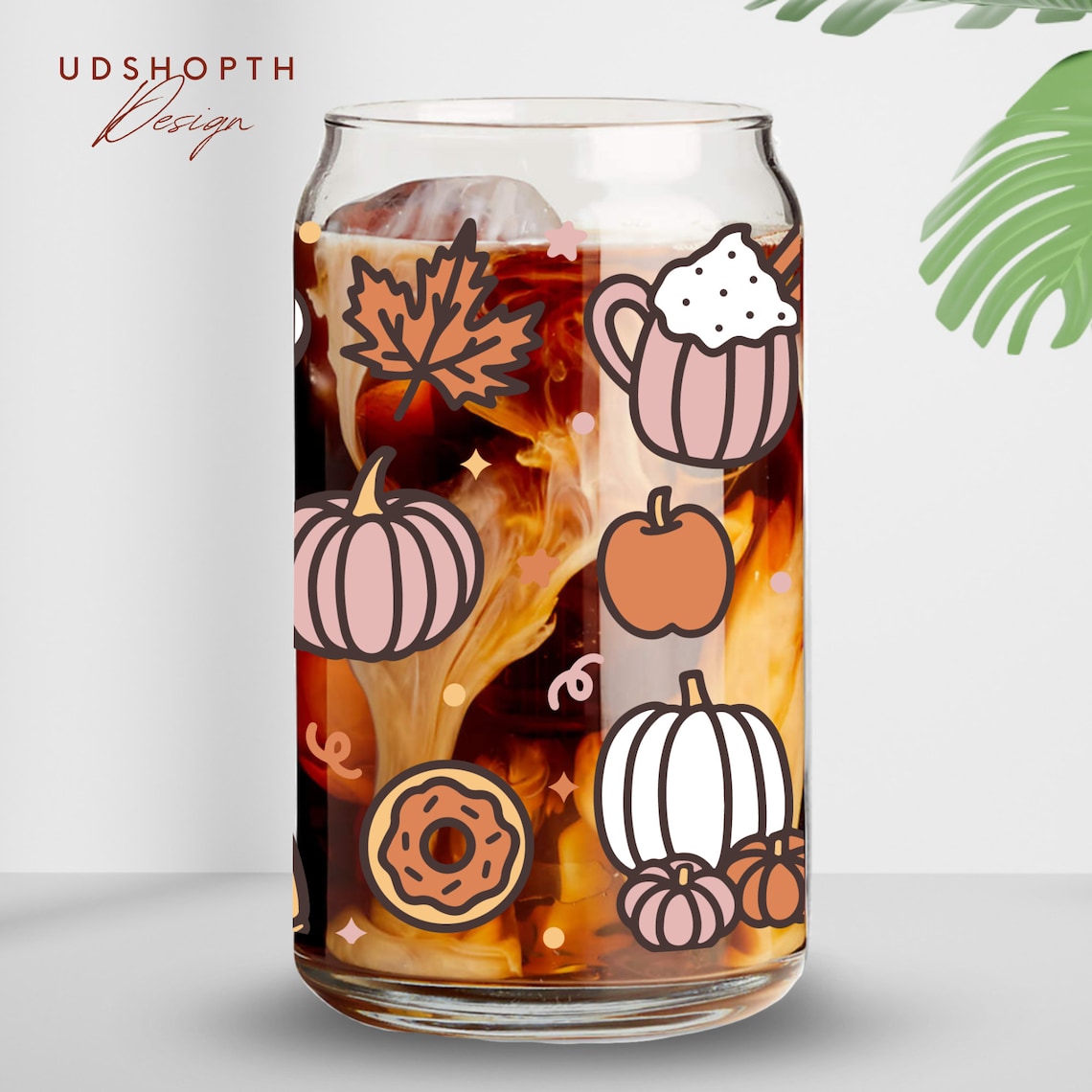 Retro Fall 16oz Glass Can Wrap Svg, Autumn Svg, Pumpkin Spice Svg, Fall ...