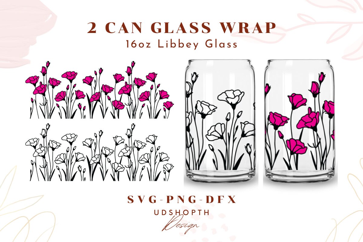 Wildflowers for Libbey Glass Svg Line Flowers Svg 16oz - Etsy