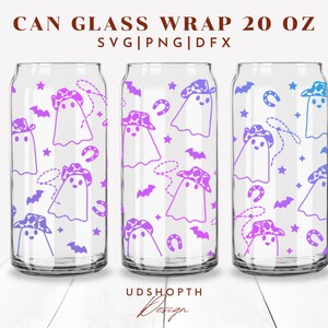 Ghost Cowboy Svg for Libbey Can Glass 20oz,halloween Can Glass Wrap Svg ...