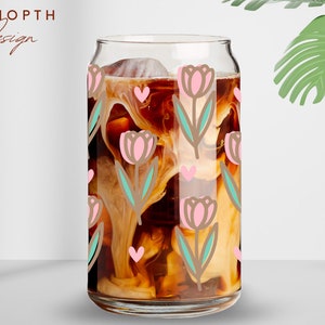 Tulips Can Glass SVG, 16oz Libbey Full Wrap Svg, Spring Flowers Svg ...