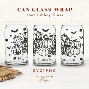 Retro Halloween 16oz Glass Can Wrap Svg, Halloween Glass Can, Groovy ...