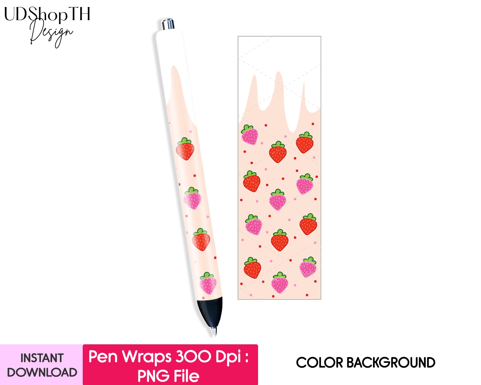 Strawberry Pen Wrapsstrawberry Cow Pen Wrapsstrawberry | Etsy