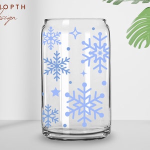 Winter Snowflake Christmas Can Glass Svg, 16oz Libbey Full Wrap Svg ...