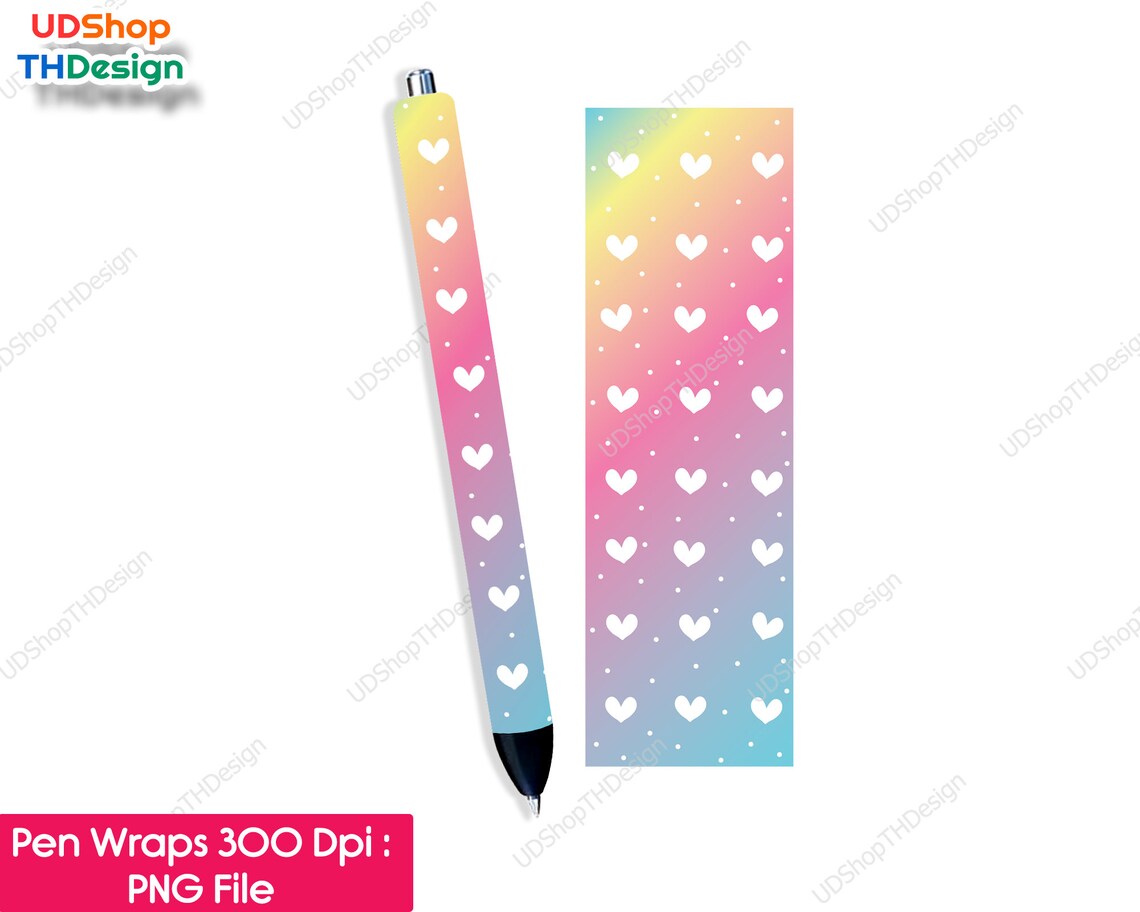 Rainbow Pen WrapsRainbow Heart Pen WrapsColor Pastel | Etsy