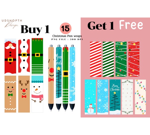 Christmas Pen Wrap Pen Wrap PNG Christmas Bundle Glitter | Etsy