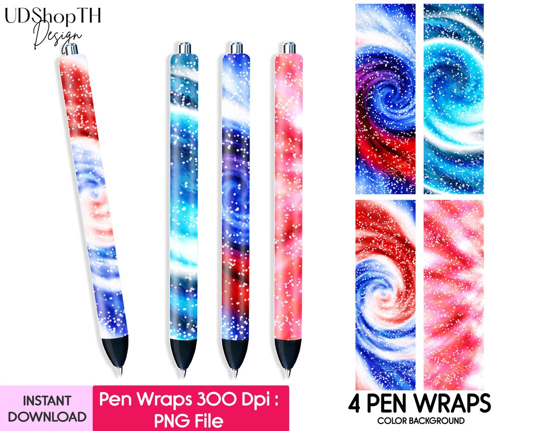 Red White Blue Pen Wrap, Red White Blue Tie Dye Pen Wrap, Glitter ...